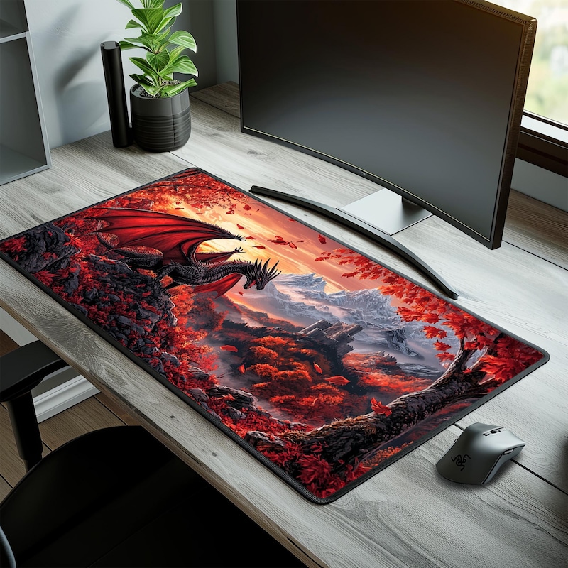 Red Dragon Mouse Pad - Etsy