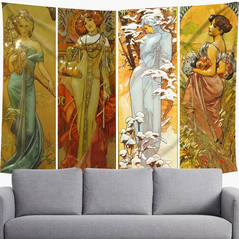 Art Nouveau Tapestry Alphonse Mucha Art Print Wall Art Wall - Etsy