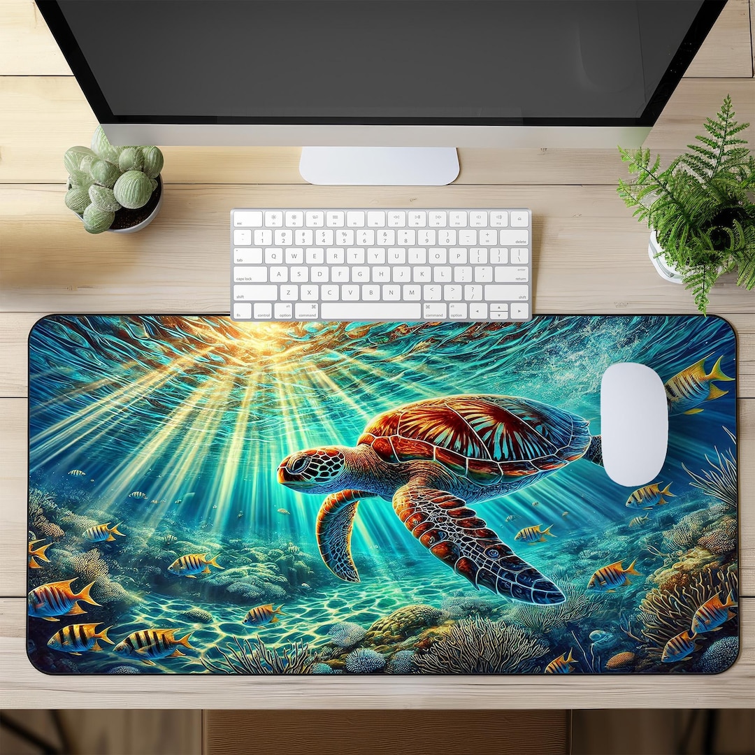Ocean Turtle Gaming Mouse Pad XXL - Large Desk Mat With Vibrant ...
