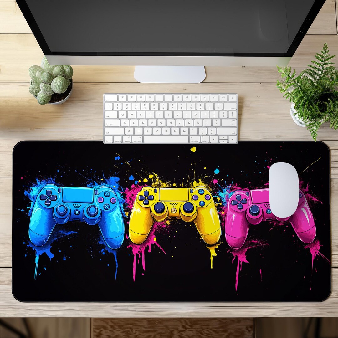 Gaming Controller Mouse Pad XL, Colorful Splatter Desk Mat, Extended ...