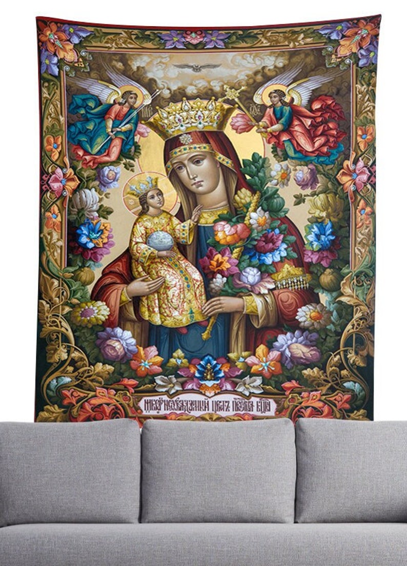 Virgin Mary Wall Decor Tapestry Mother of God Unfading Flowers ...