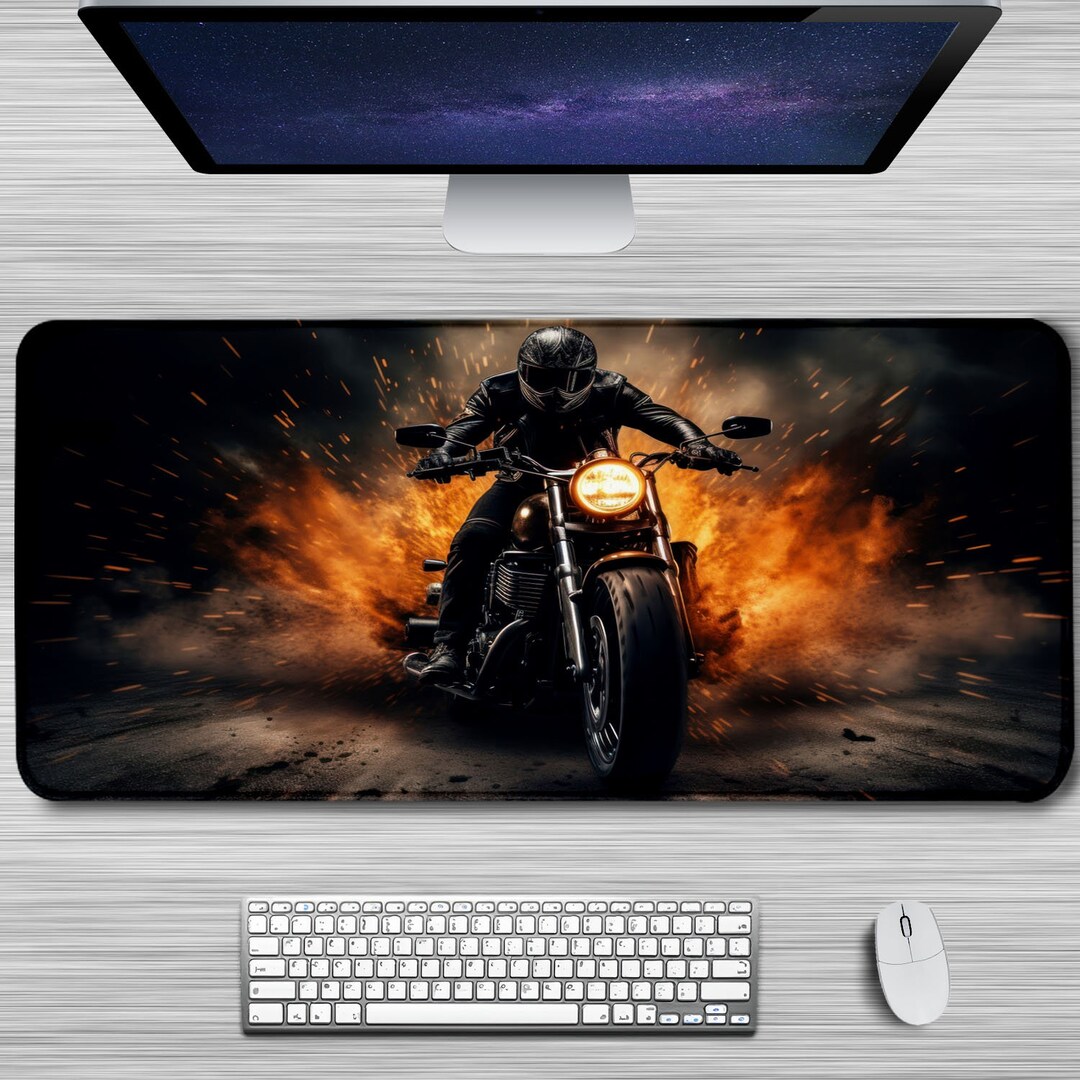 Motorcycle Desk Mat XXL Large, Biker Mousepad, Motorcyclist Motorbike ...