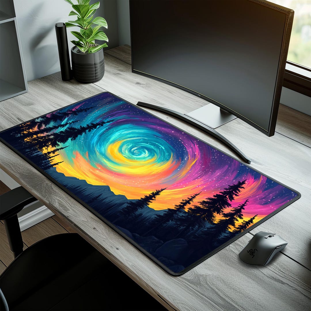 Galaxy Swirl Desk Mat, Cosmic Mouse Pad, Large Gaming Mousepad, Nebula ...