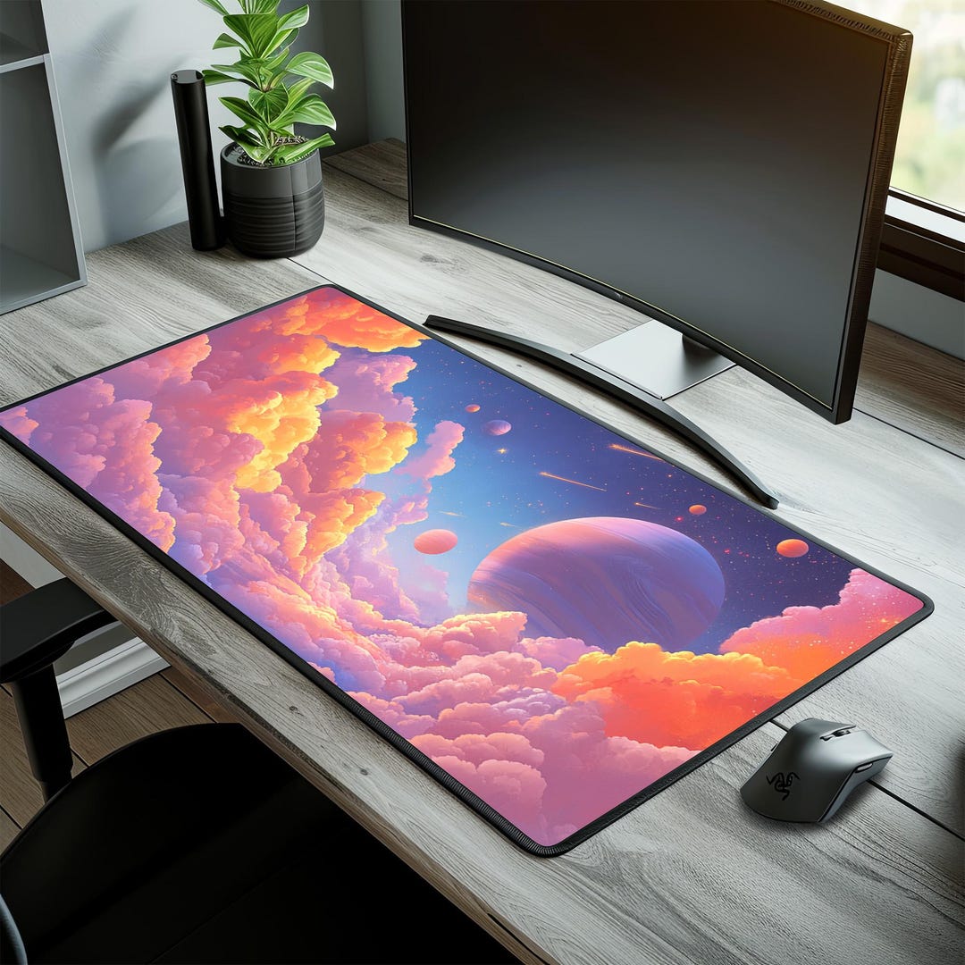 Galaxy Cloud Desk Mat, Large Cosmic Mouse Pad, Fantasy Space Gaming Mat ...
