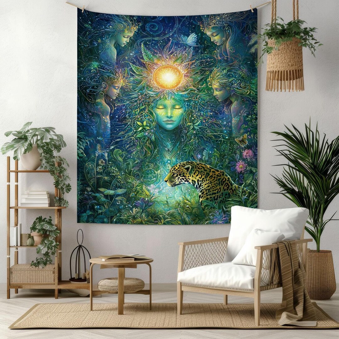 Mother Earth Tapestry, Nature Spirit Wall Hanging, Goddess Art, Gaia ...