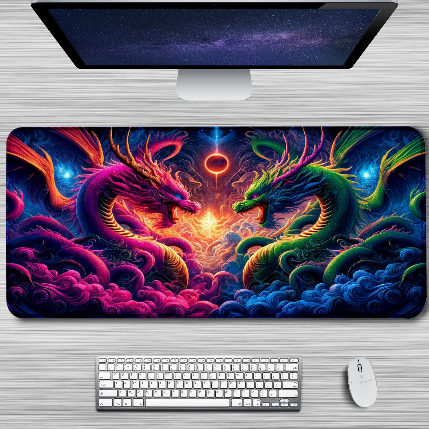 Epic Dragon Gaming Mouse Pad XXL Large Desk Mat With Fantasy Art Fire ...