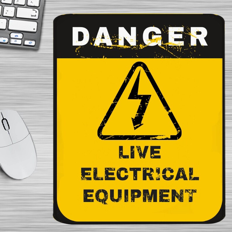Warning Sign Mousepad Funny Live Electrical Equipment Danger - Etsy