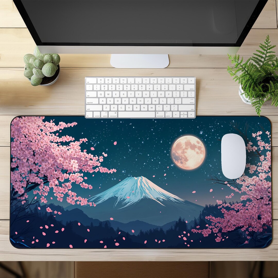 Sakura Moon Gaming Mouse Pad XXL - Large Desk Mat With Cherry Blossom ...