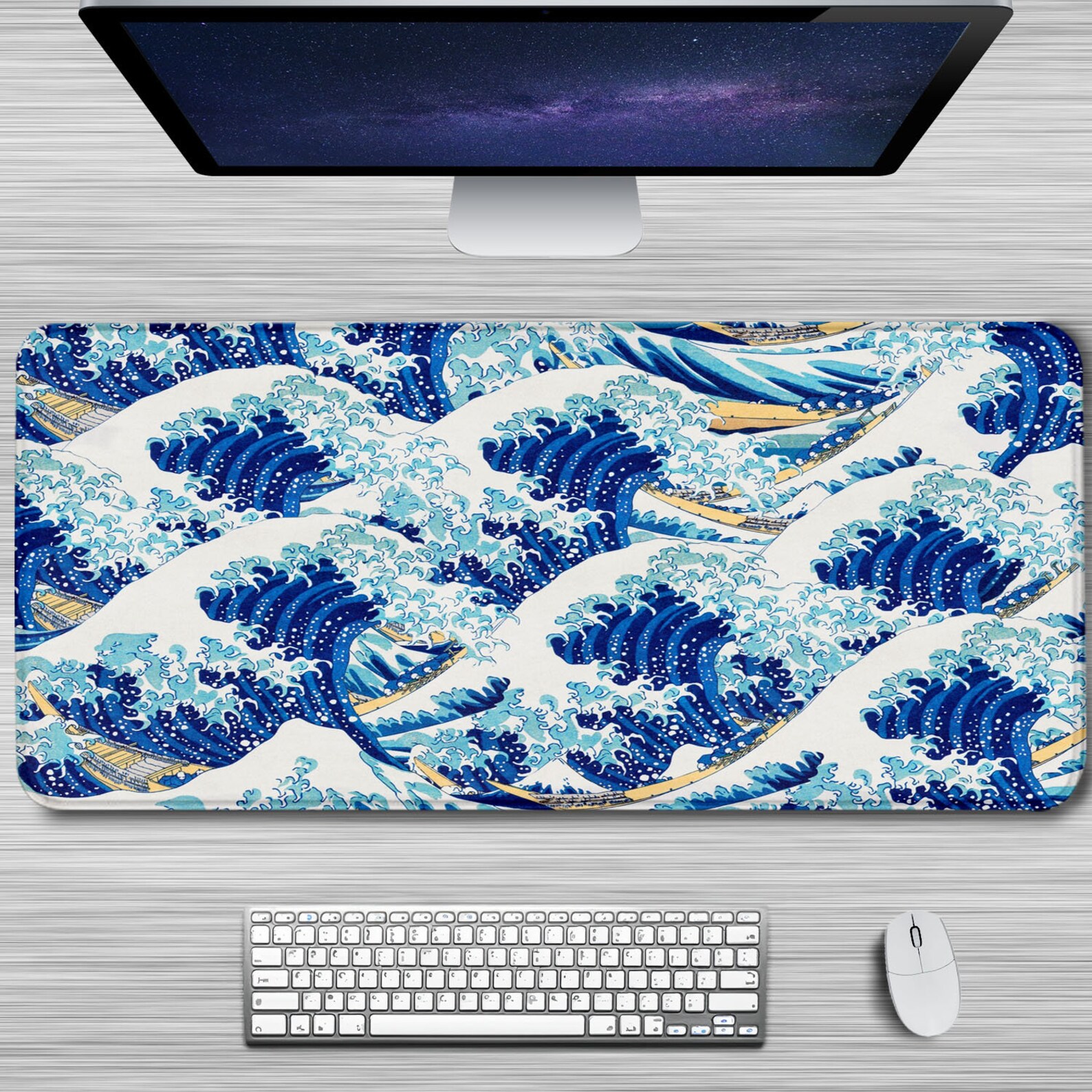 The Great Wave Desk Mat Japanese Wave Desk Pad Hokusai Japanese Print ...
