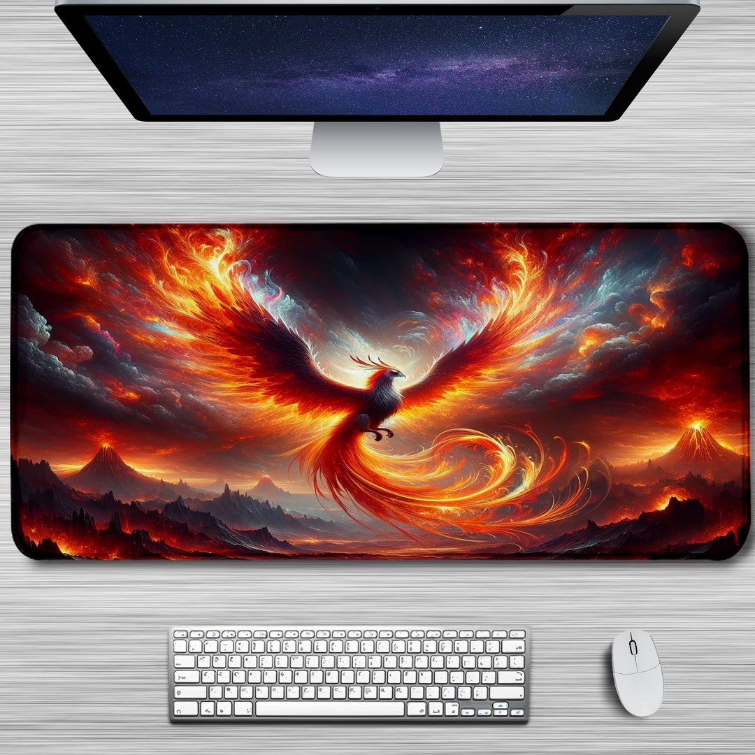 Phoenix Desk Mat Large XXL Mousepad, Mythical Bird Gaming Mouse Pad ...