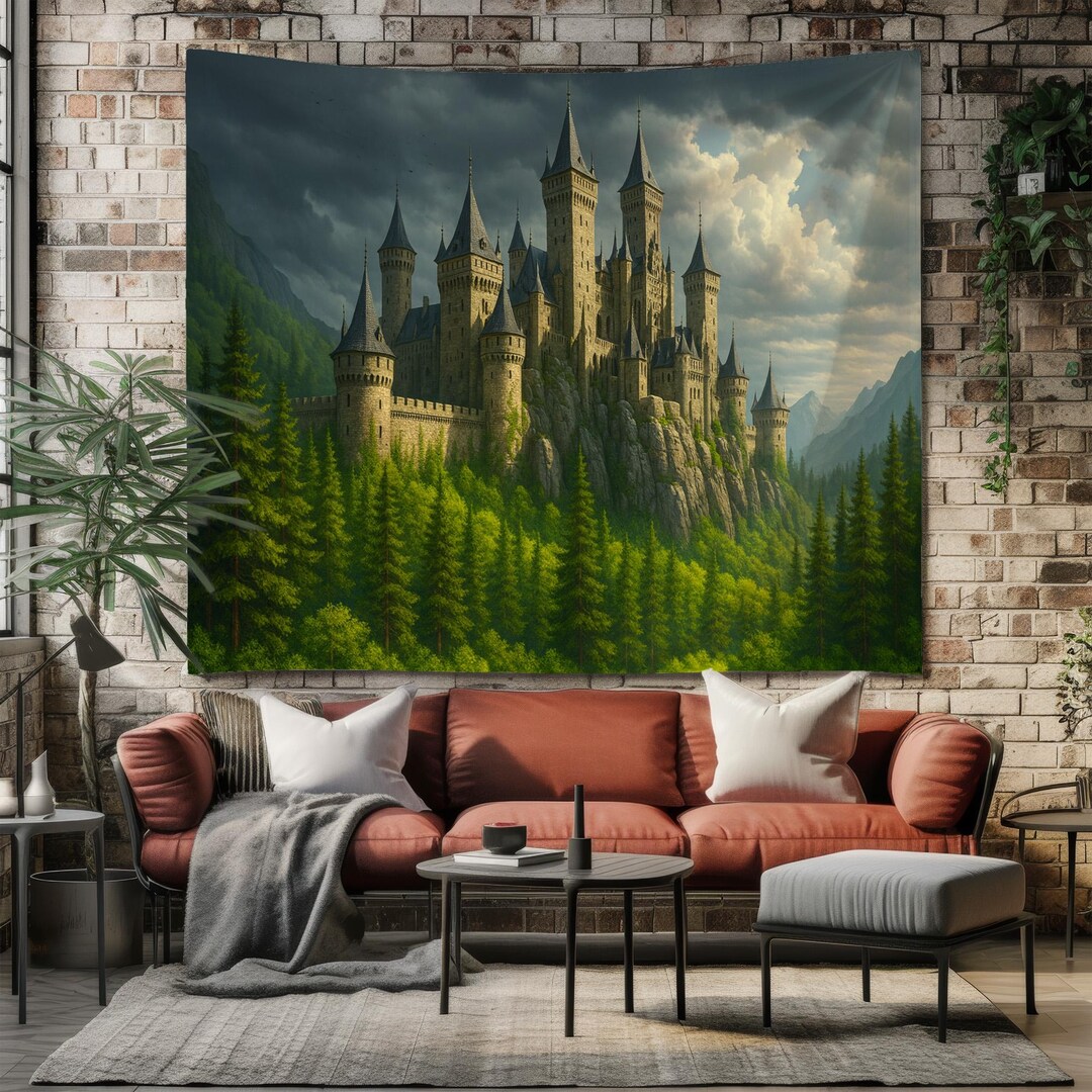 Medieval Castle Tapestry Fantasy Landscape Wall Art - Etsy