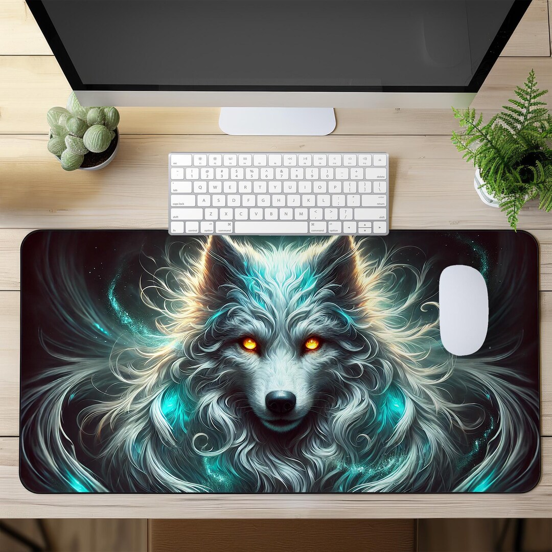 Mystical Wolf Gaming Mouse Pad - Majestic Glow XXL Large Mousepad for ...