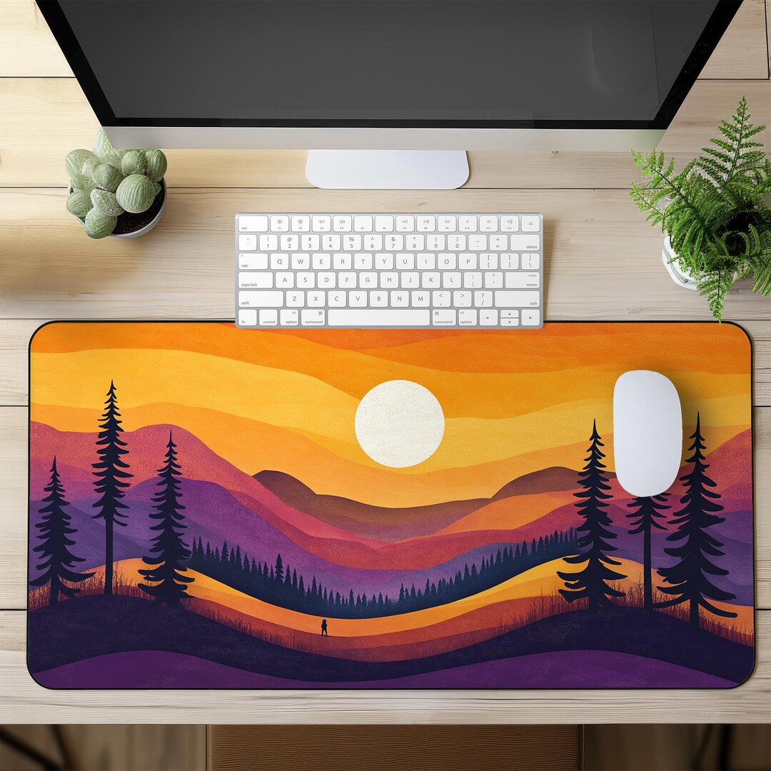 XXL Gaming Mouse Pad With Sunset Mountain Landscape, Large Extended ...