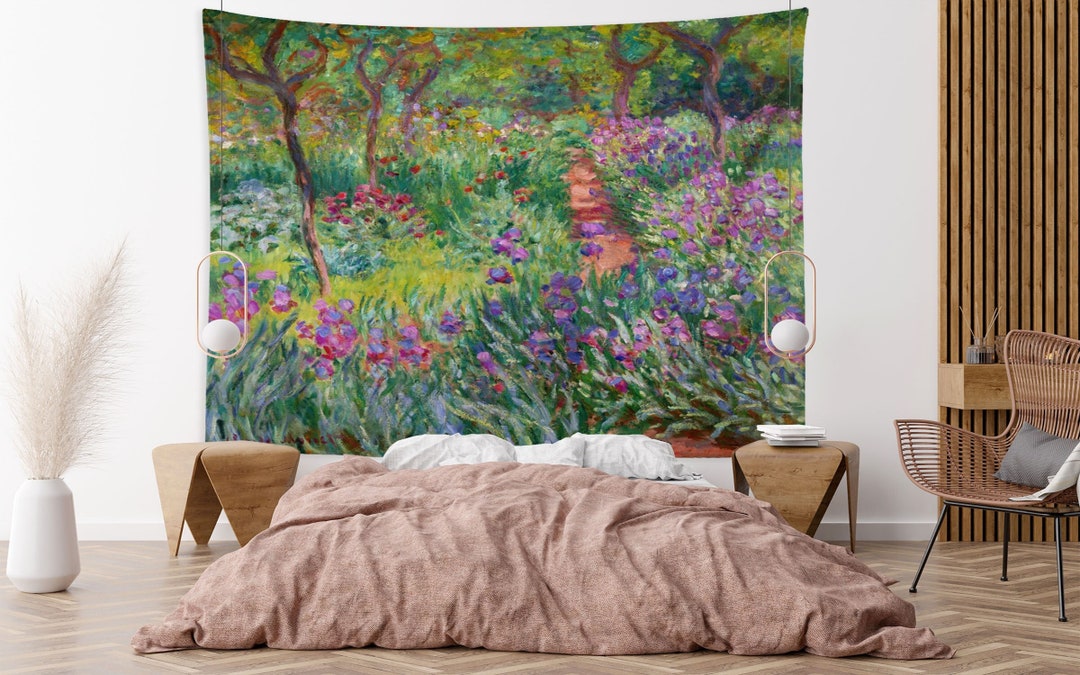 Claude Monet Wall Decor Large Tapestry the Iris Garden at Giverny Wall Hanging Famous Painting ...
