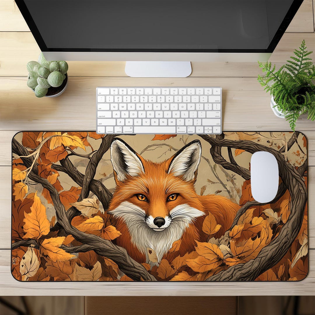 Fox Desk Mat XXL Gaming Mouse Pad, Big Desk Mat With Autumn Forest ...
