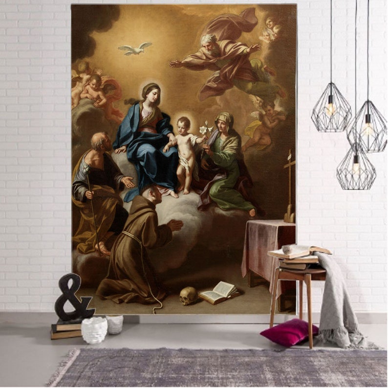Christ Tapestry Jesus Holding A Flock of Sheep Religious Art Christian ...