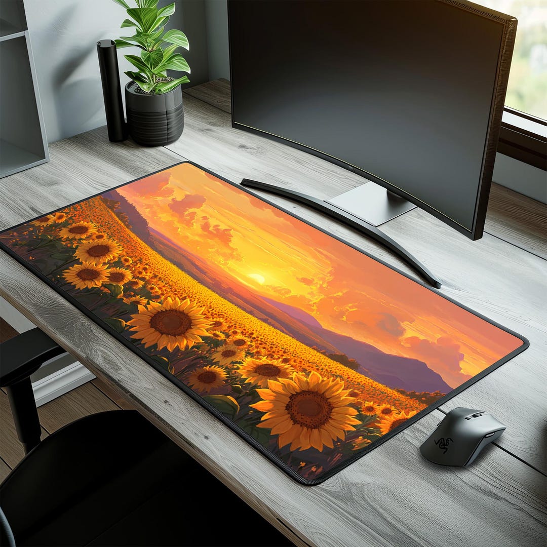 Sunflower Desk Mat, Floral Mouse Pad, Aesthetic Desk Pad, Large Gaming ...