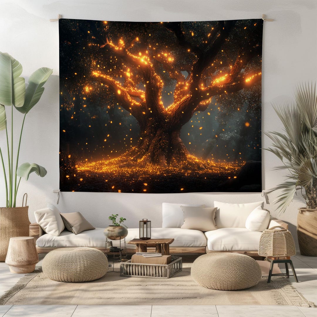 Mystical Tree Wall Tapestry | Boho Decor, Living Room Wall Art, Nature ...