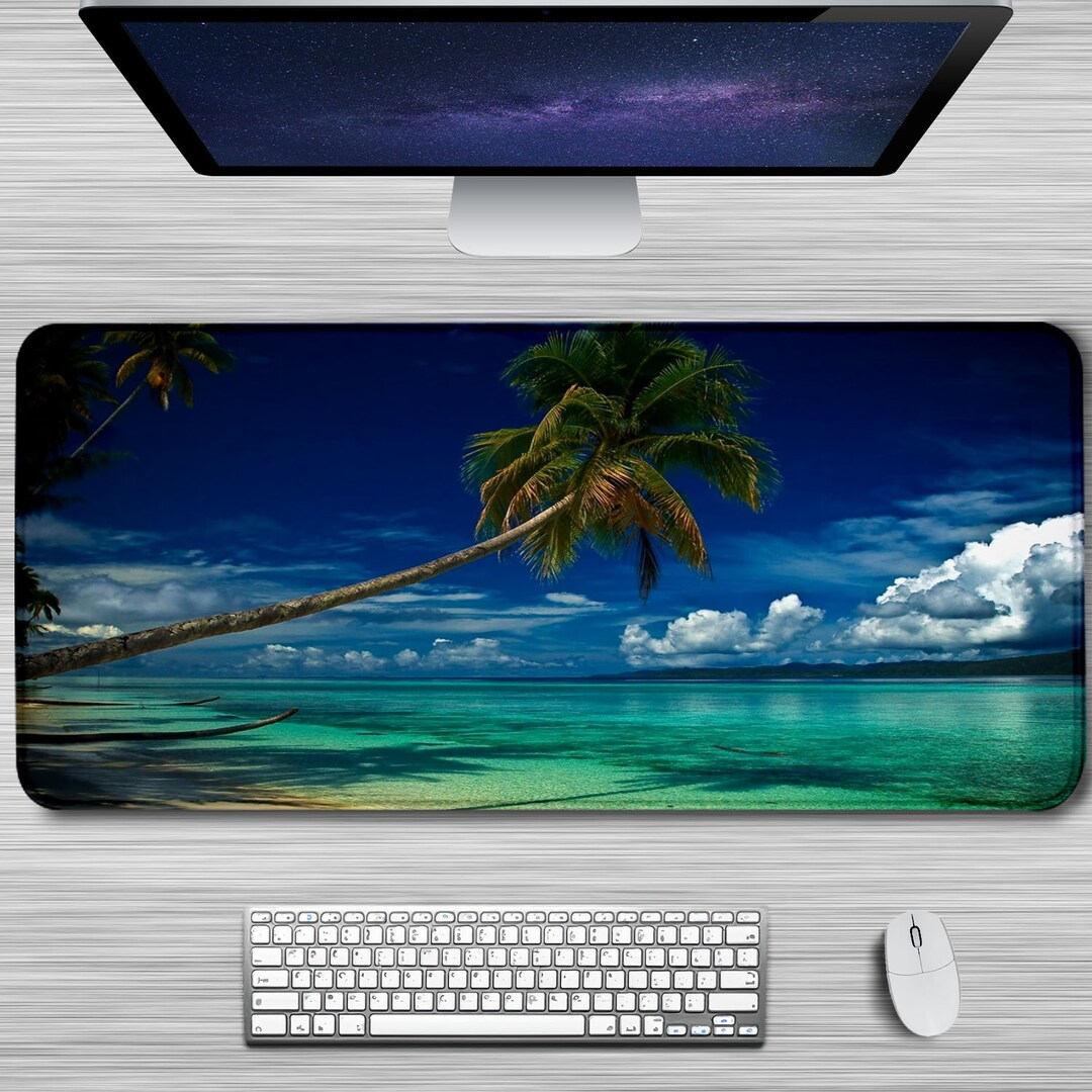 Tropical Beach Desk Mat Palm Trees Desk Pad Tropical Island Mouse Pad ...