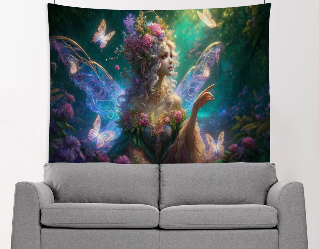 Fairy Wall Hanging Tapestry, Enchanted Forest Fairy Tapestries ...