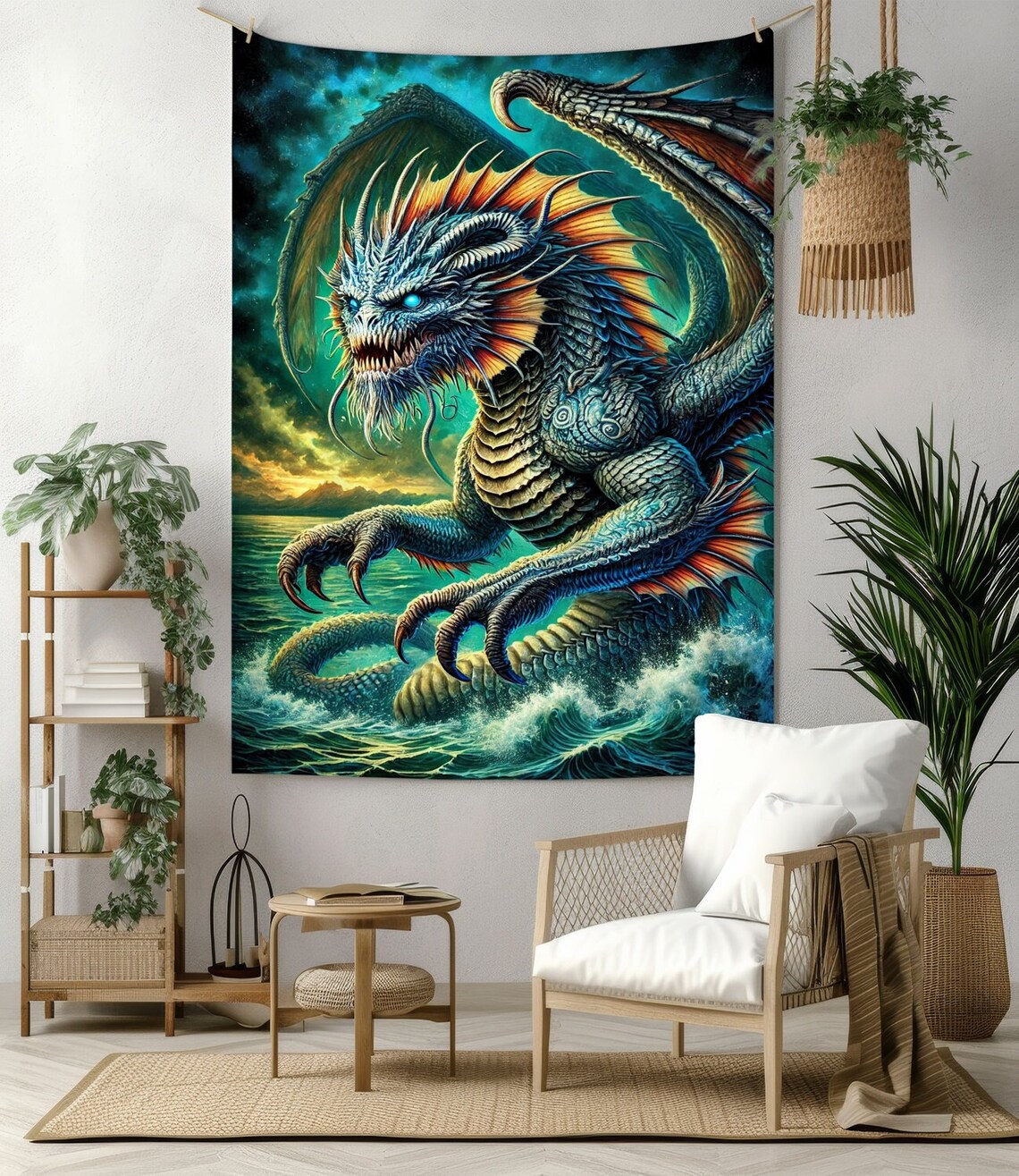 Majestic Leviathan Tapestry - Fantasy Wall Hanging - Mythical Sea ...