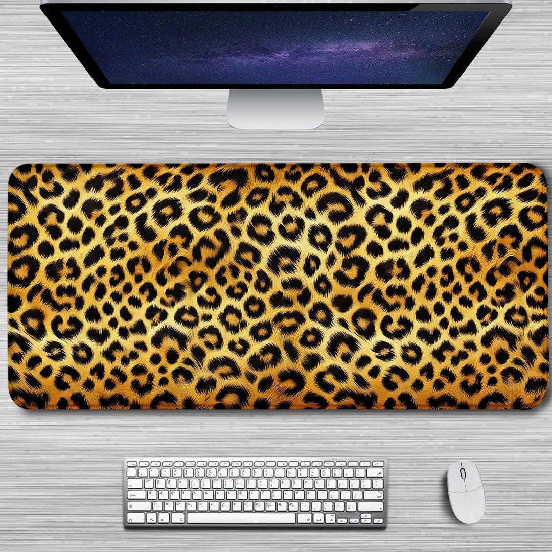 Leopard Print Desk Mat | XXL Gaming Mousepad | Large Animal Print Mouse ...