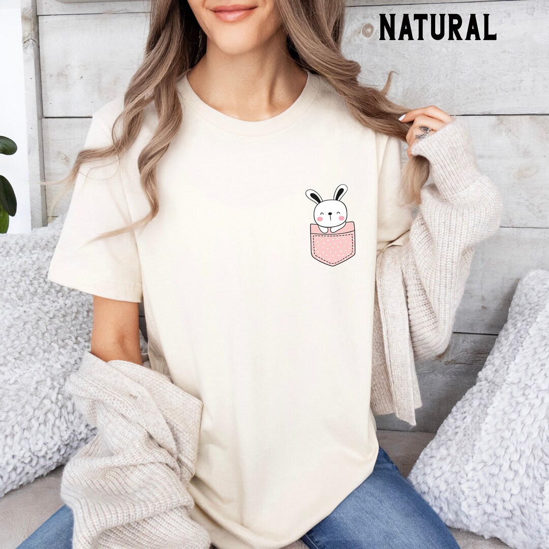 Bunny Rabbit Pocket Shirt, Anime Style Cute Bunny Rabbit Tee, Matching ...