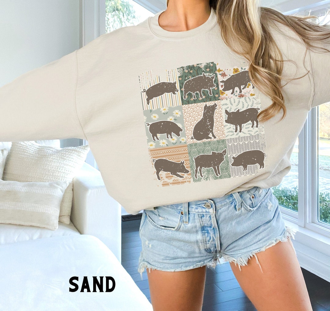 Boho Pig Sweatshirt, Retro Pet Pigs Hoodie, Floral Farmhouse ...