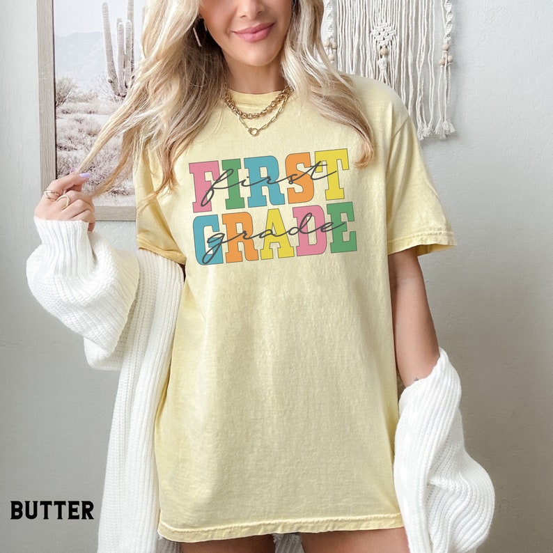 Retro First Grade Shirt, Comfort Colors®, First Grade Teacher Shirt ...