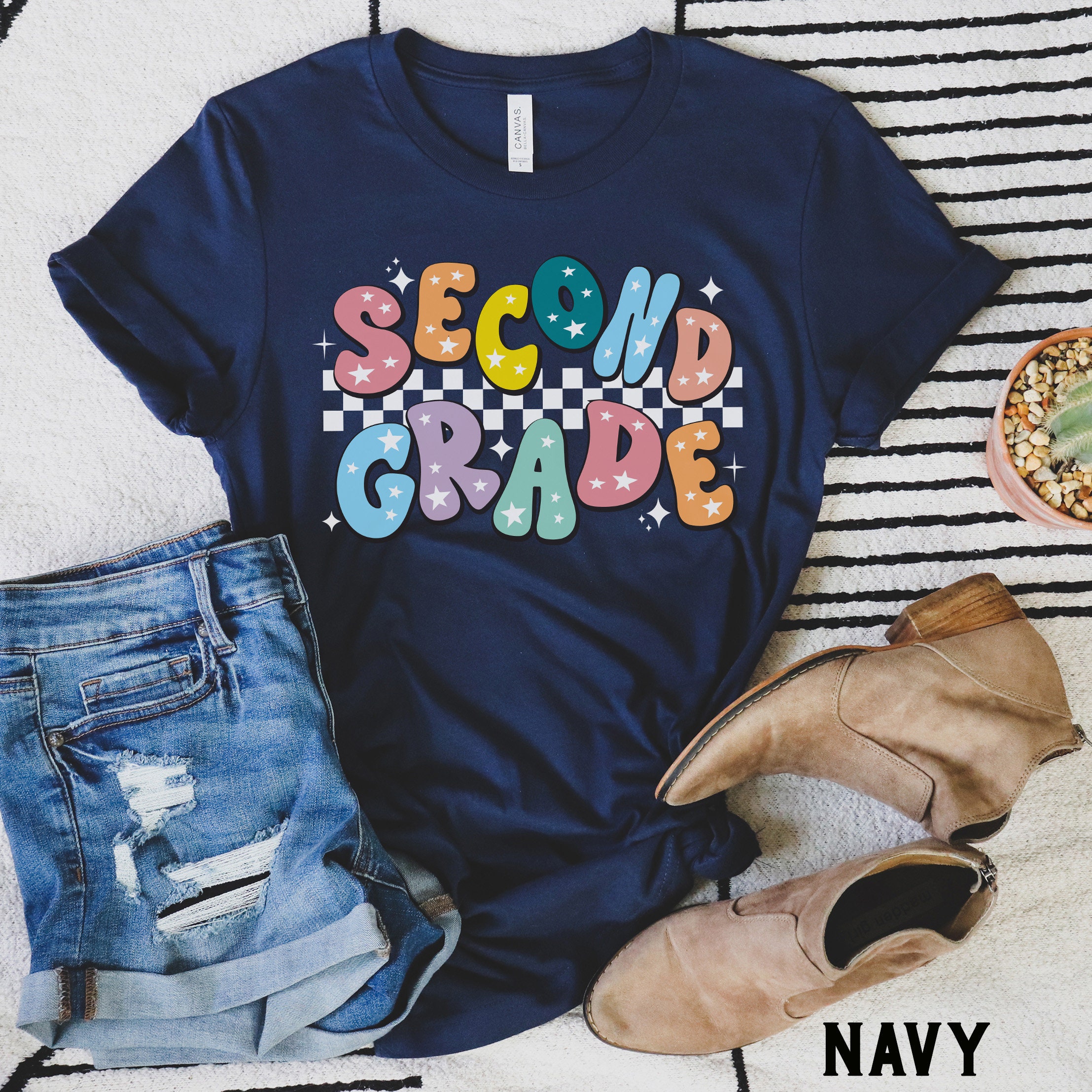 Second Grade Shirt, Retro Second Grade Teacher Shirt, 2nd Grade Team ...