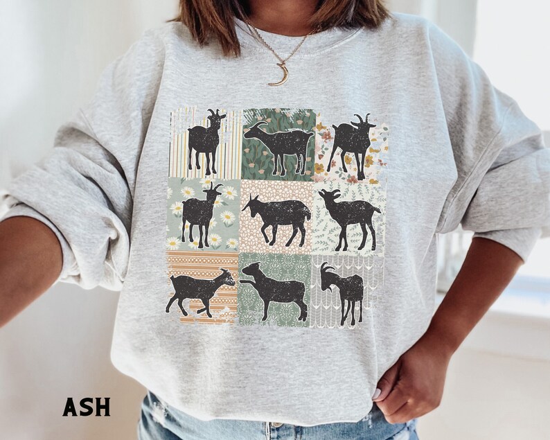 Boho Goat Sweatshirt, Retro Goat Hoodie, Floral Farmhouse Cottagecore ...