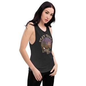 Women's Hippie Muscle Tank, Stay Trippy Little Hippie Distressed ...