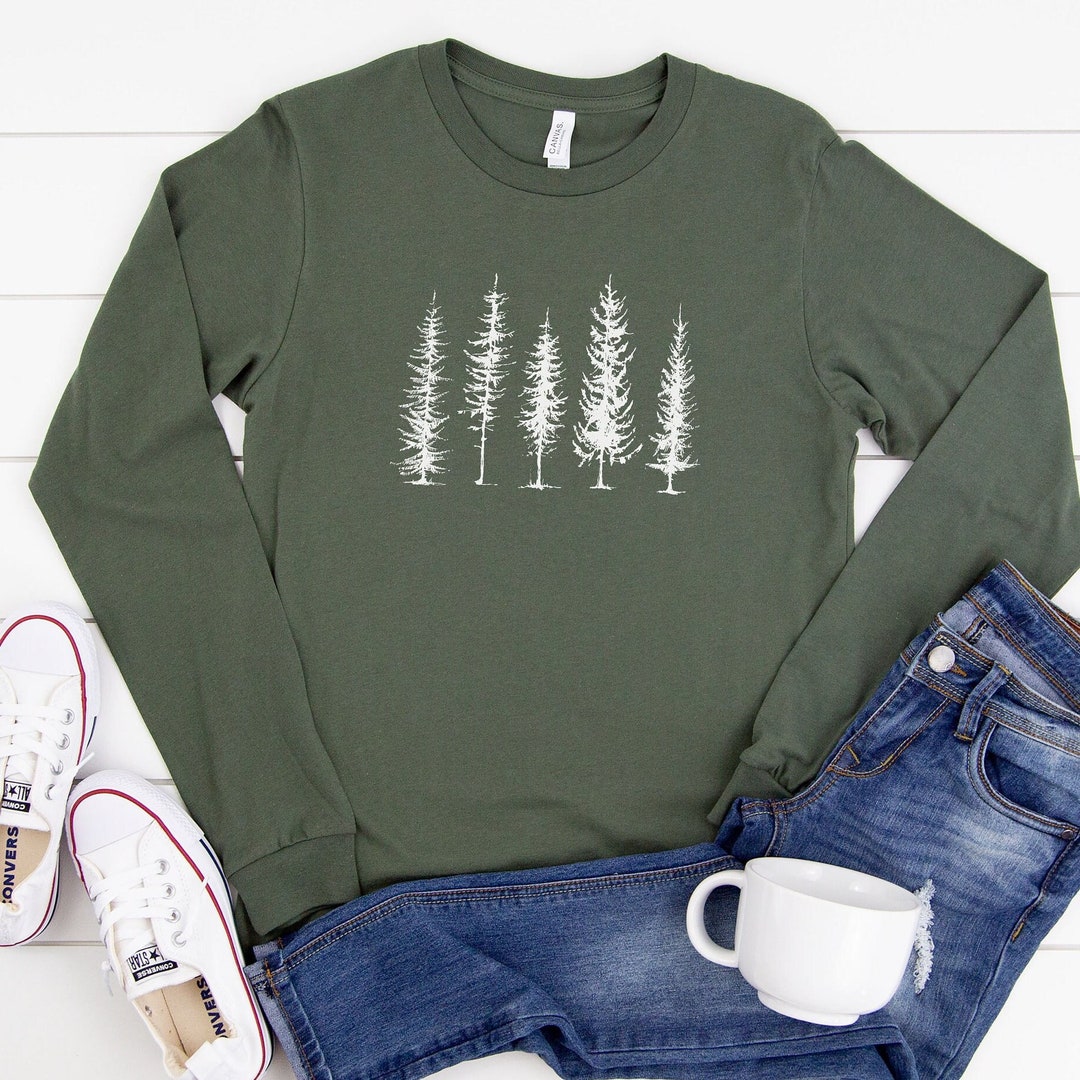 Pine Tree Shirt, Pine Trees Long Sleeve, Evergreen Trees Tee, Nature ...