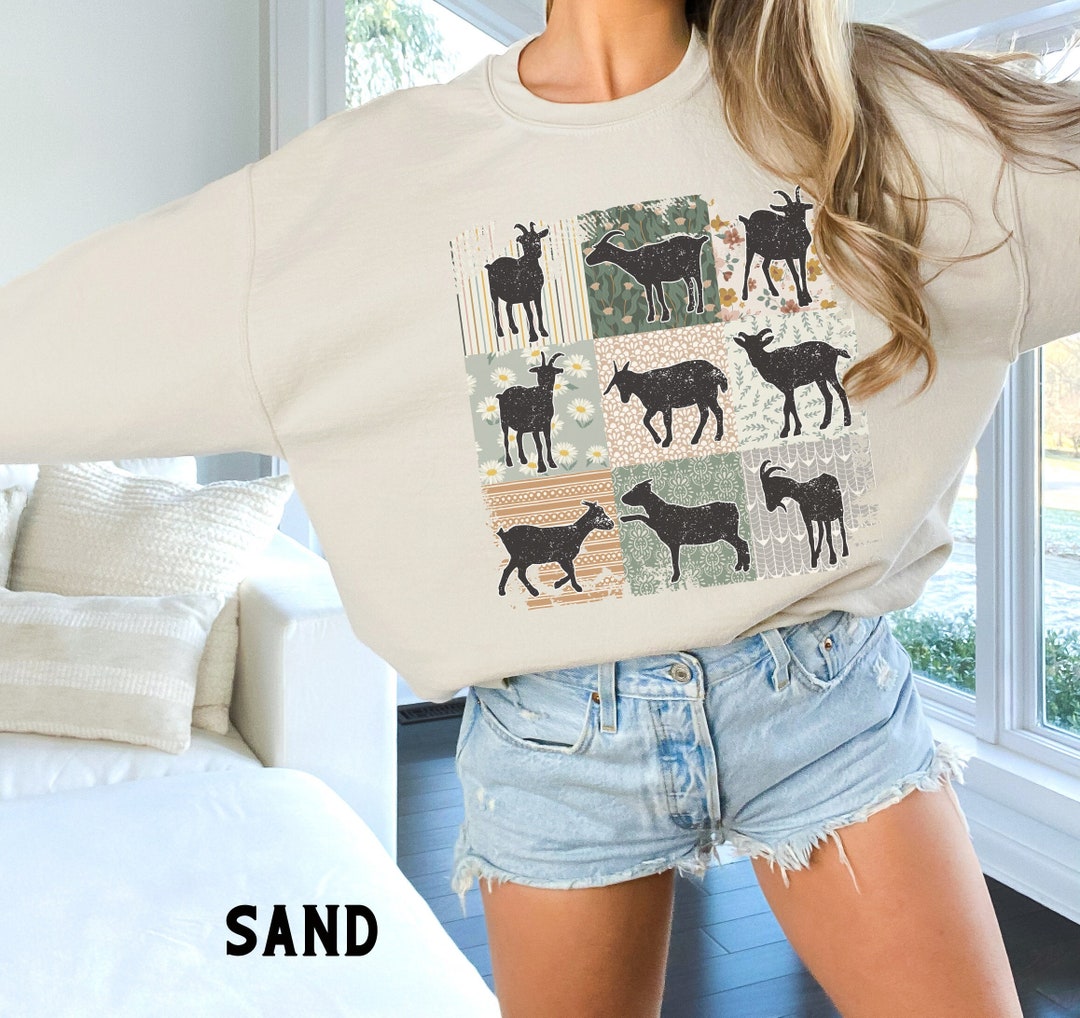 Boho Goat Sweatshirt, Retro Goat Hoodie, Floral Farmhouse Cottagecore ...