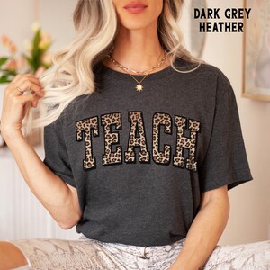 Teacher Shirt, Leopard Teach Tee, Animal Print Varsity Letters Teacher ...