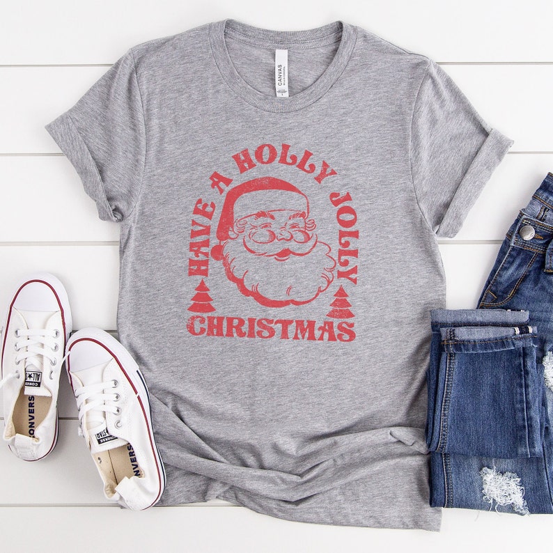 Retro Santa Tee Santa Tee Vintage Graphic Tee Merry - Etsy