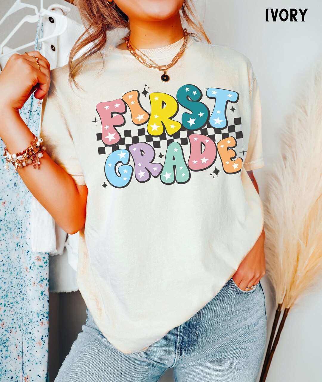 Retro First Grade Shirt, Comfort Colors®, First Grade Teacher Shirt ...