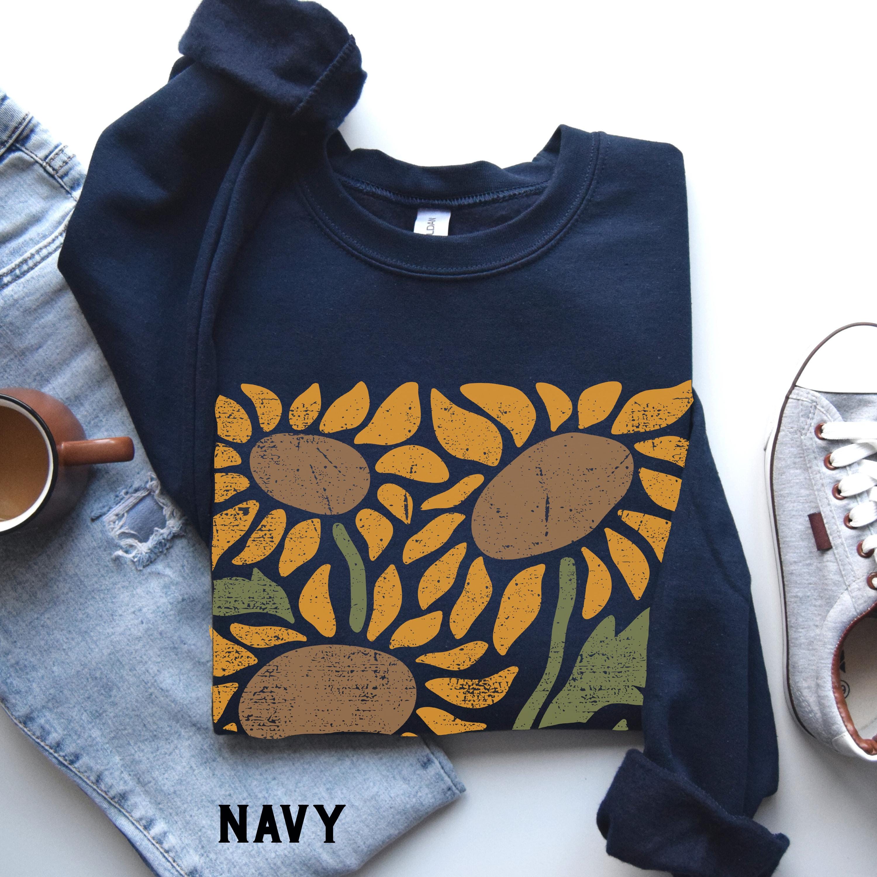 Retro Flower Sweatshirt, Sunflower Crewneck, Vintage Floral Hoodie ...