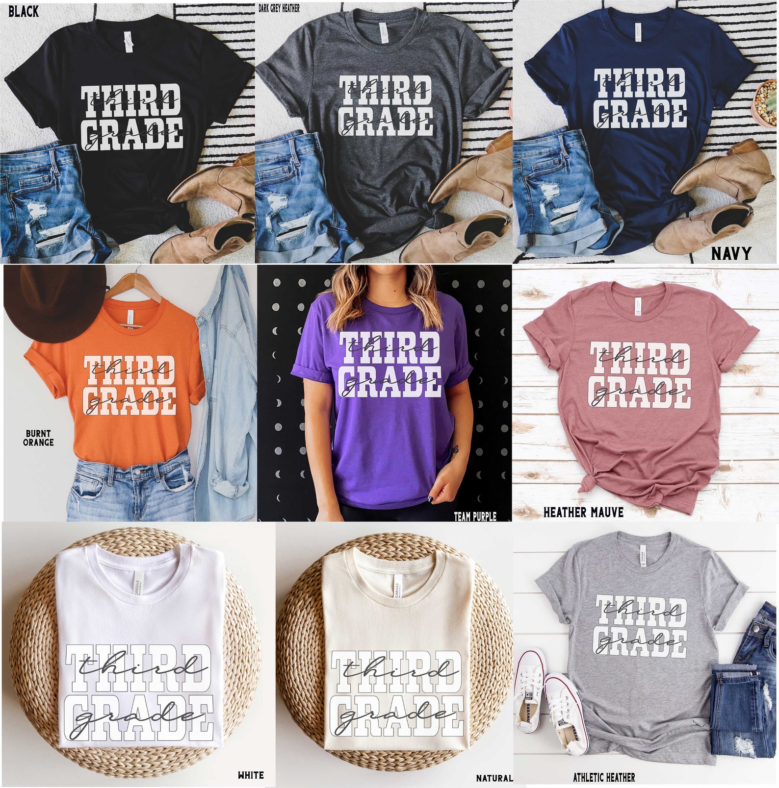 Third Grade Shirt, Retro Third Grade Teacher Shirt, 3rd Grade Team ...