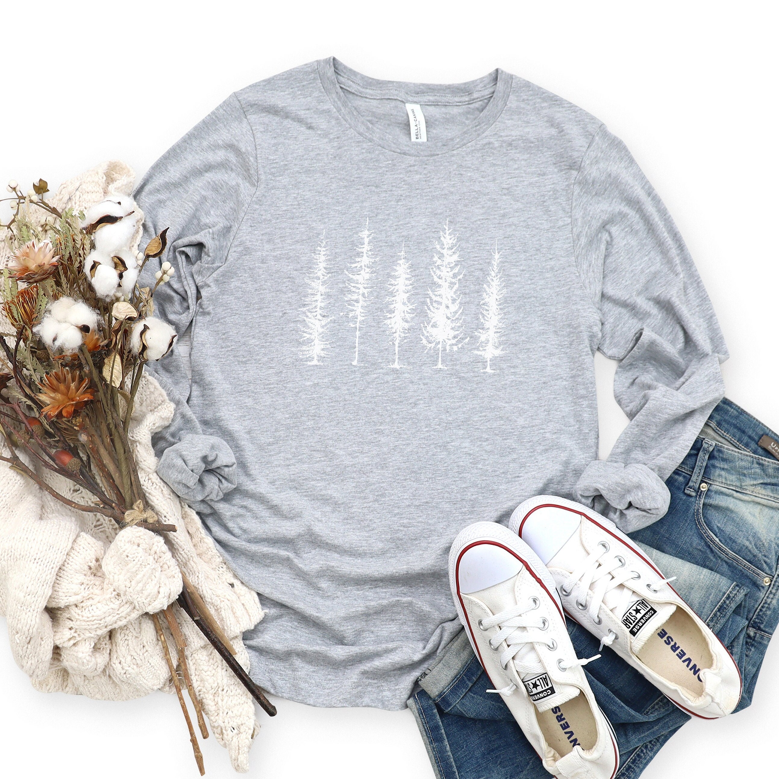 Pine Tree Shirt Pine Trees Long Sleeve Evergreen Trees Tee - Etsy