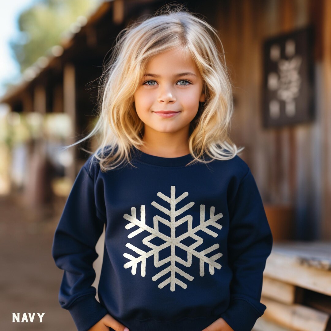 Youth Snowflake Sweatshirt or Hoodie, Winter Holiday Sweater, Ski ...