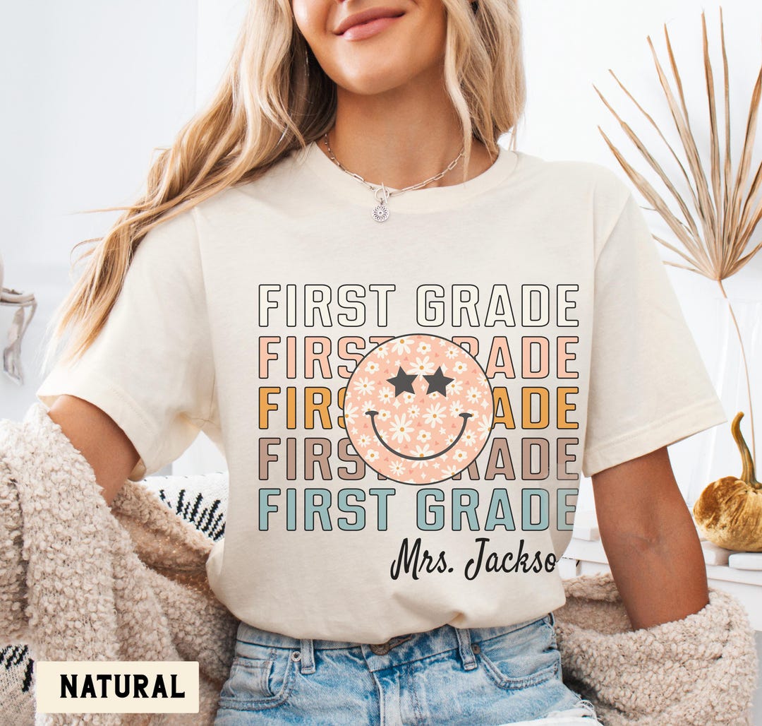 Retro First Grade Shirt, First Grade Teacher Tshirt, Back to School ...