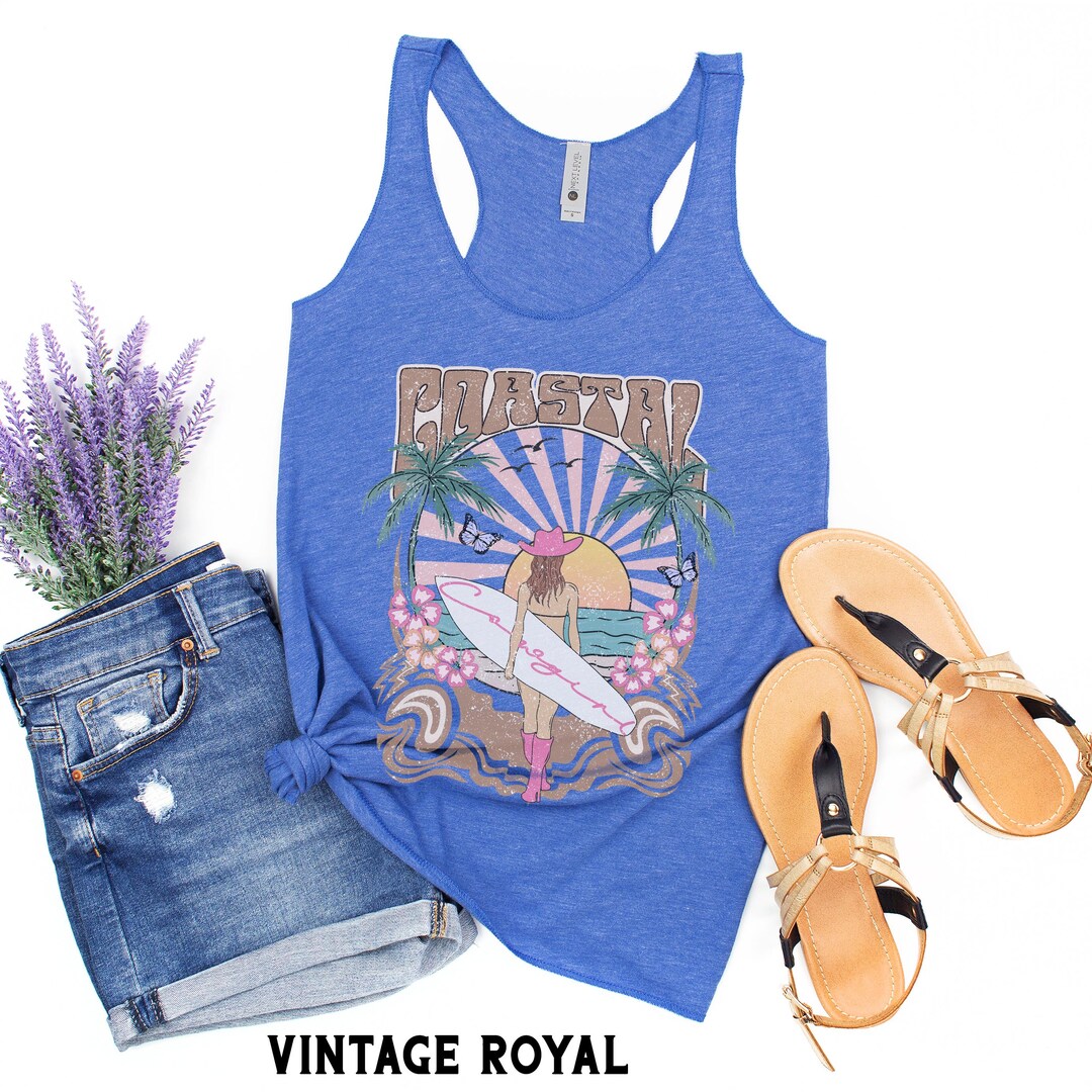Cowgirl Tank, Coastal Cowgirl Racerback, Boho Beach Lover Vintage Style ...