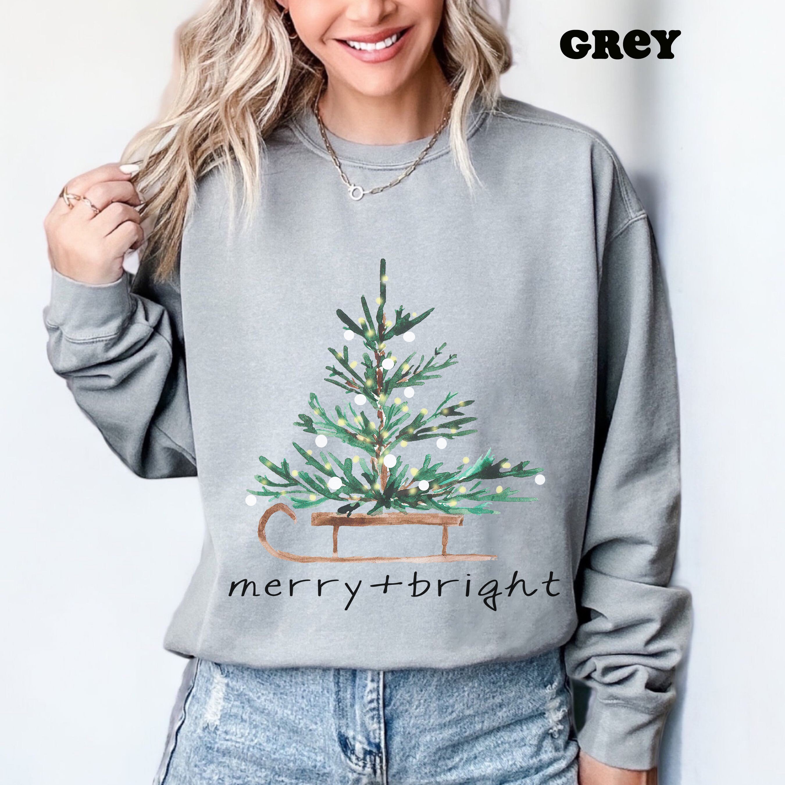 Christmas Tree Sweatshirt for Women, Comfort Colors®, Oversized Merry ...