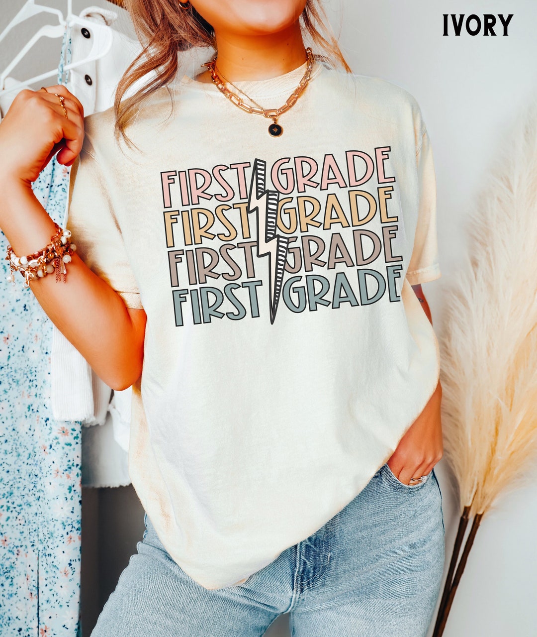 Retro First Grade Shirt, Comfort Colors®, First Grade Teacher Shirt ...