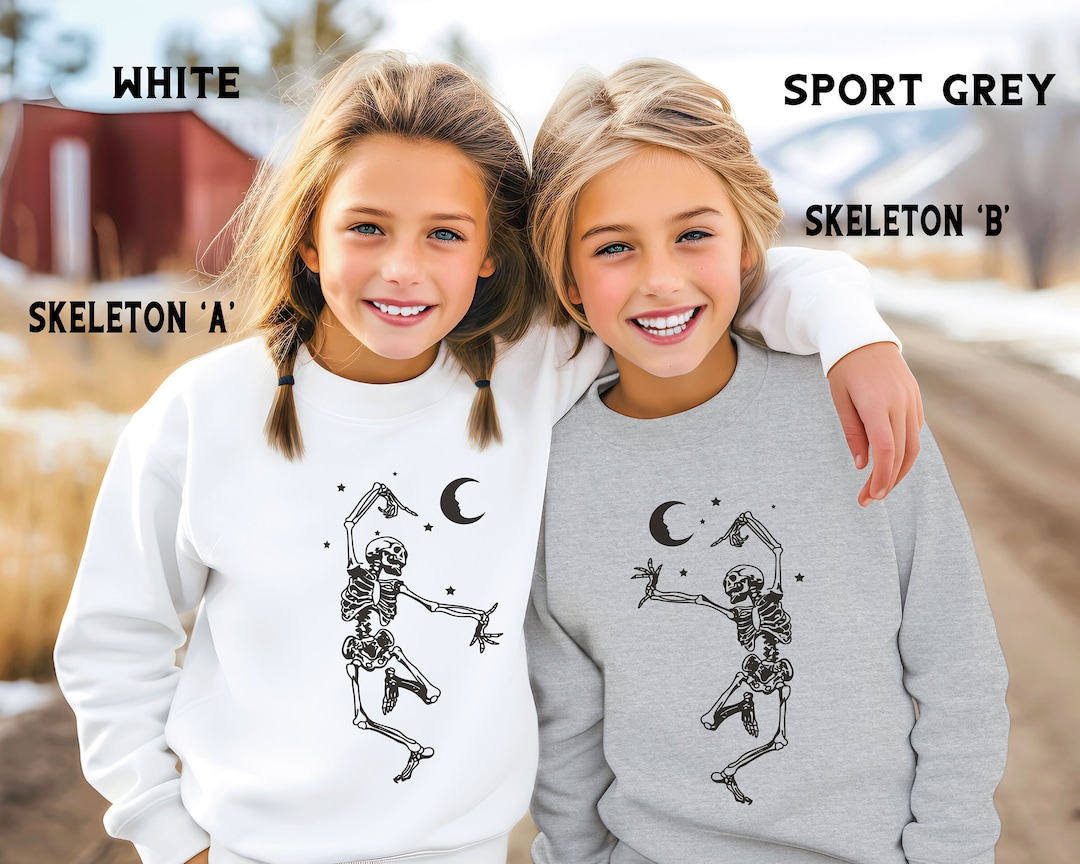Youth Dancing Skeletons Matching Halloween Sweatshirt or Hoodie, Group ...
