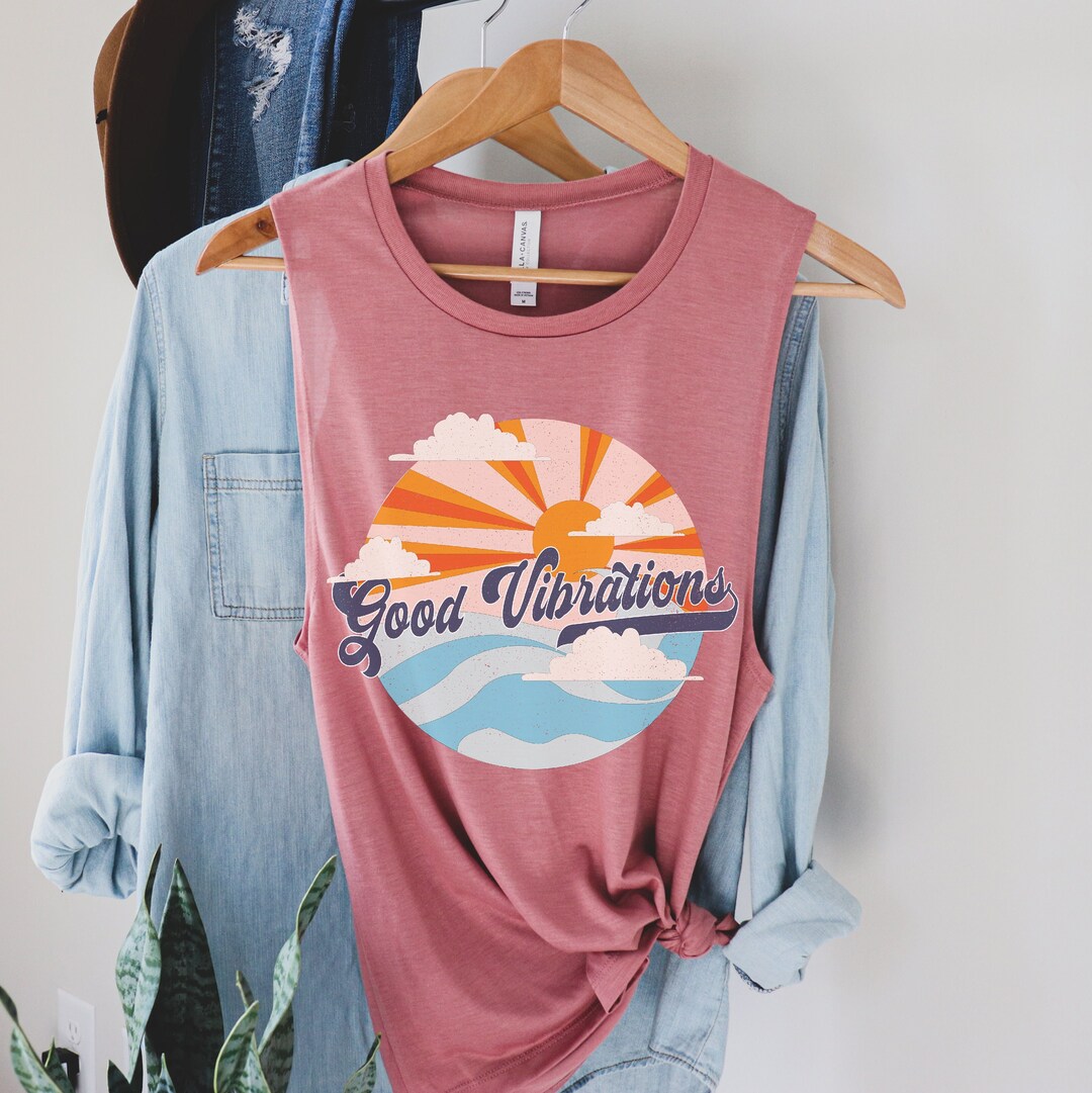 Retro Beach Muscle Tank, 70s Vintage Tank, Beach Tank, Hippie Tank ...