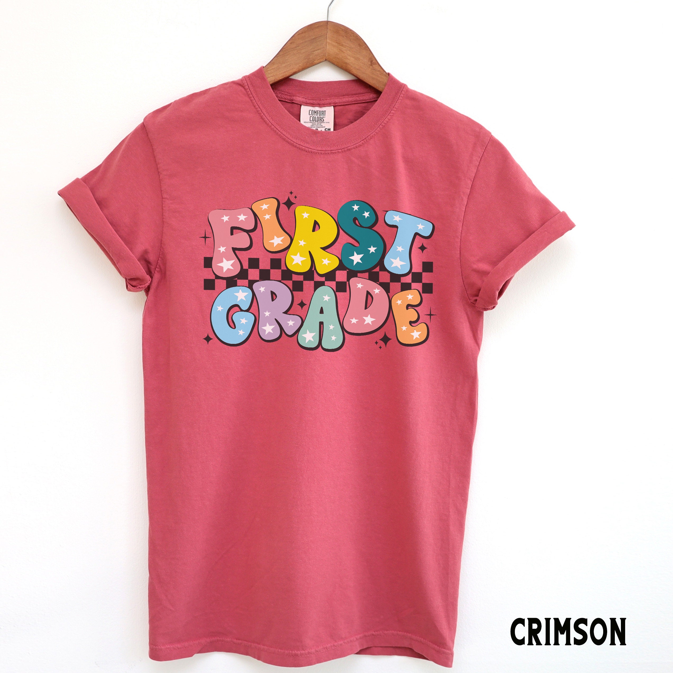 Retro First Grade Shirt, Comfort Colors®, First Grade Teacher Shirt ...