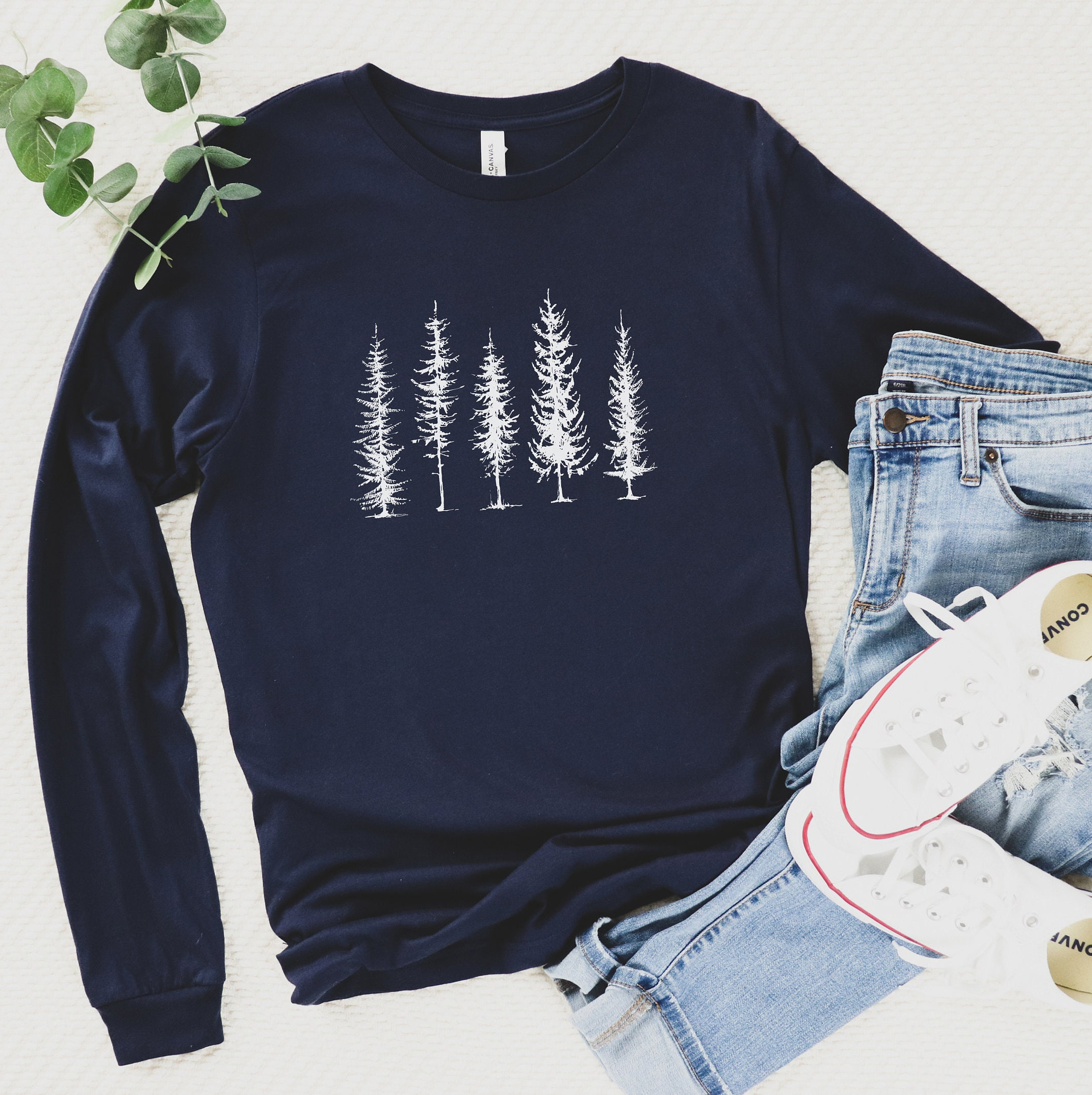 Pine Tree Shirt Pine Trees Long Sleeve Evergreen Trees Tee - Etsy