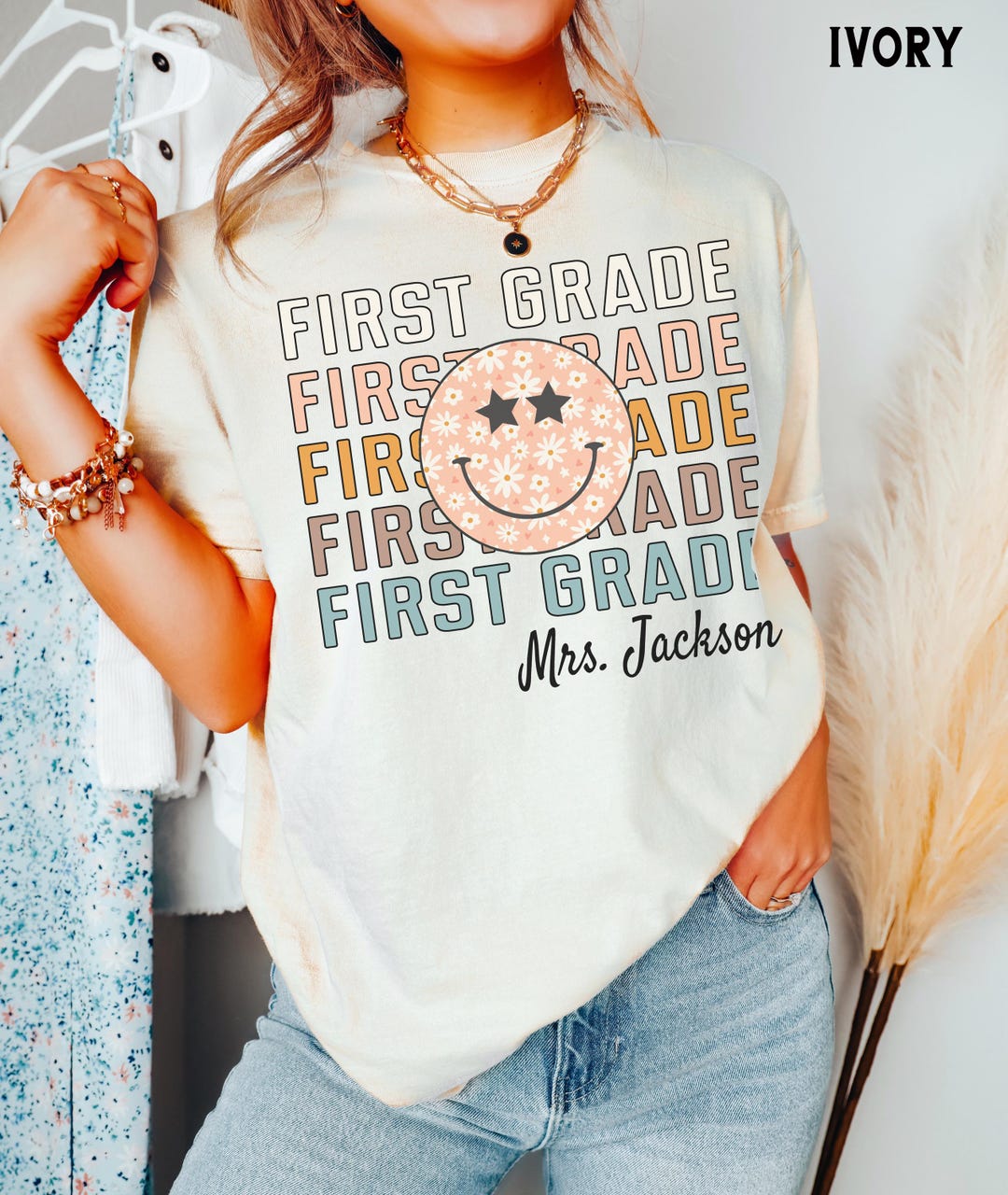 Retro First Grade Shirt, Comfort Colors®, First Grade Teacher Tshirt ...